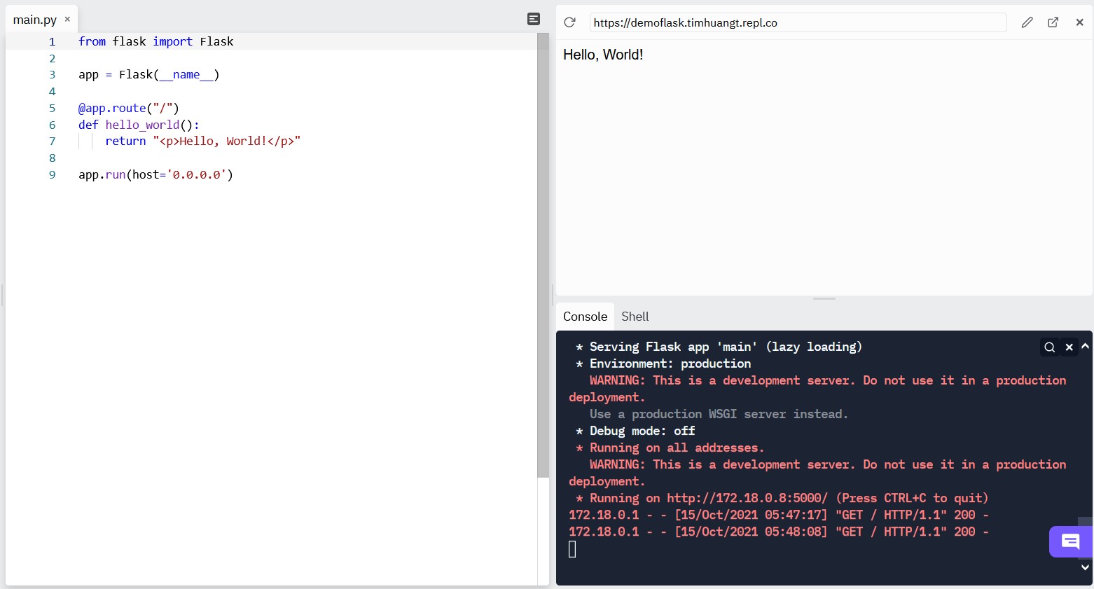 如何在repl.it上執行flask並啟動瀏覽器預覽 – My Program